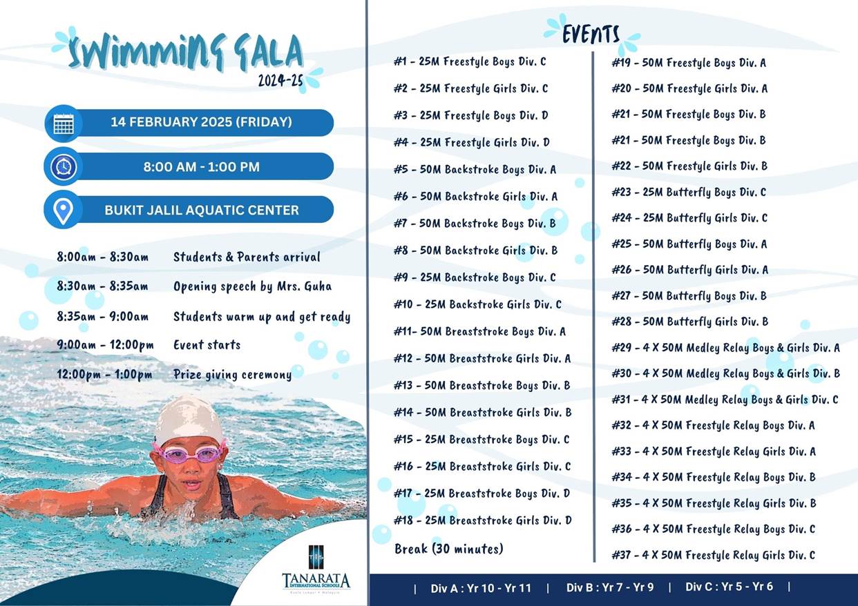 Swimming Gala – 14th February 2025 – Tanarata International Schools